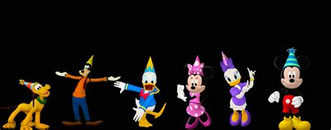 Mickey Mouse And His Friends Wearing Party Hats By Elizabethwiggle On
