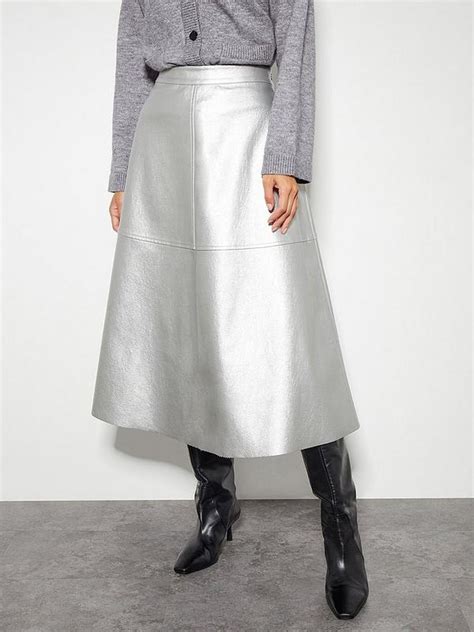 Monsoon Pippa Pu Skirt Silver Very