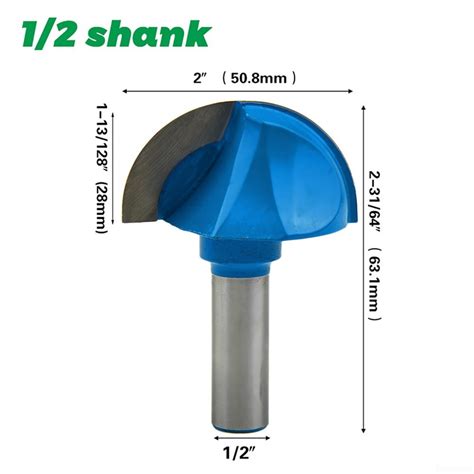 12 Shank Woodworking Round Nose Cove Core Box Router Bit 2 Dia