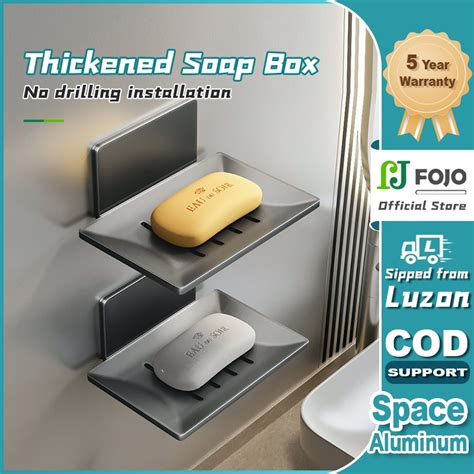 【fojo】space Aluminum Soap Holder Bathroom Shower Soap Drain Rack Soap