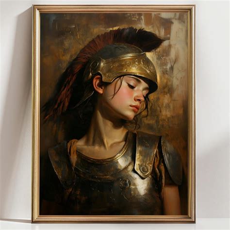 Dopaprint Unframed Paper Poster Golden Helmet Warrior Girl Wall Art