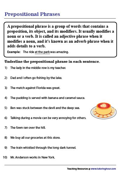 Prepositional Phrase Worksheet Prepositional Phrases Worksheets