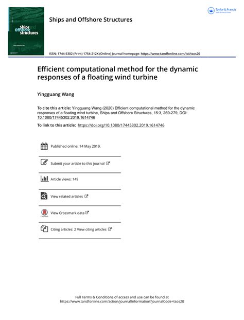 Pdf Efficient Computational Method For The Dynamic Responses Of A Floating Wind Turbine