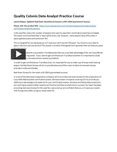 Quality Celonis Data Analyst Practice Course Presentation Free To Download