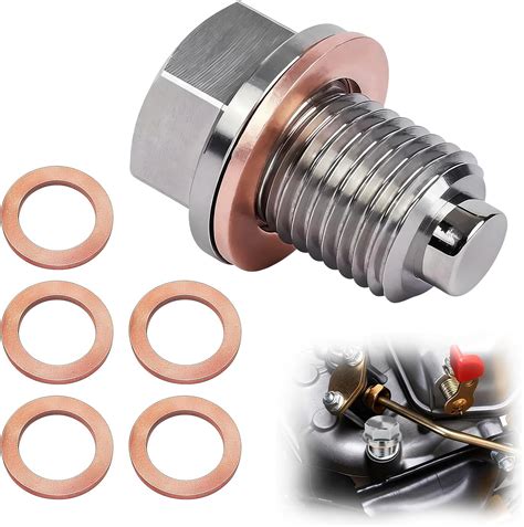 Magnetic Oil Drain Plug Oil Sump Plug Nut Bolt With 5 Copper Washers