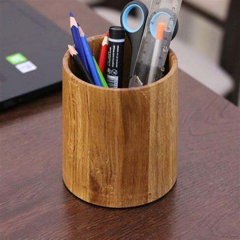 Handmade Oak Pen Holder Wooden Desk Organizer Etsy