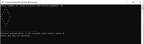 hollow diamond pattern program in c code underscored
