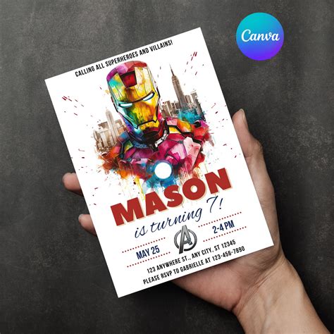Editable Iron Man Birthday Invitation Template Printable Ironman