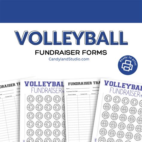 Volleyball Fundraiser Sheet Printable Tracker Pdf For Team
