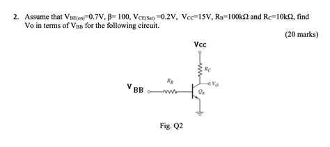solved 20 marks 2 assume that vbe on 0 7v ß 100