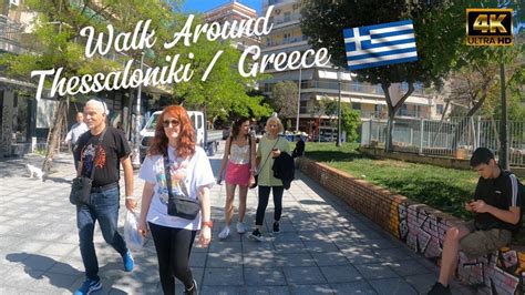 Agias Sofias Square Thessaloniki Greece Walk Around 4k City Tour Spring 2024 Daytime