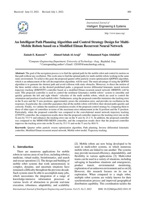 PDF An Intelligent Path Planning Algorithm And Control Strategy Design For Multi Mobile