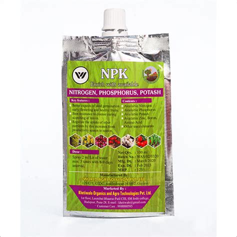 100 Ml Npk Enrich With Available Nitrogen Phosphorus Potash Fertilizer