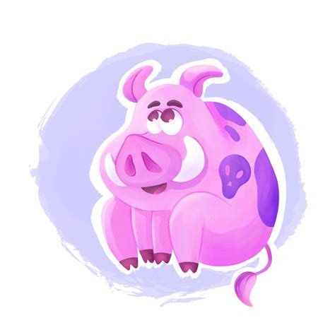 Иллюстрация Скули — дружок поросенок в стиле 2d детский персонажи