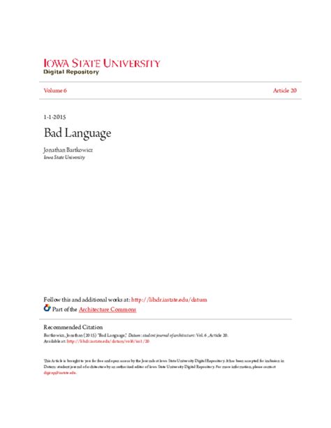 Pdf Bad Language