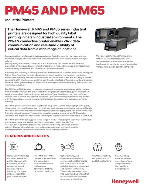 Honeywell Pm45a Industrial Thermal Transfer Label Printer Full Touch