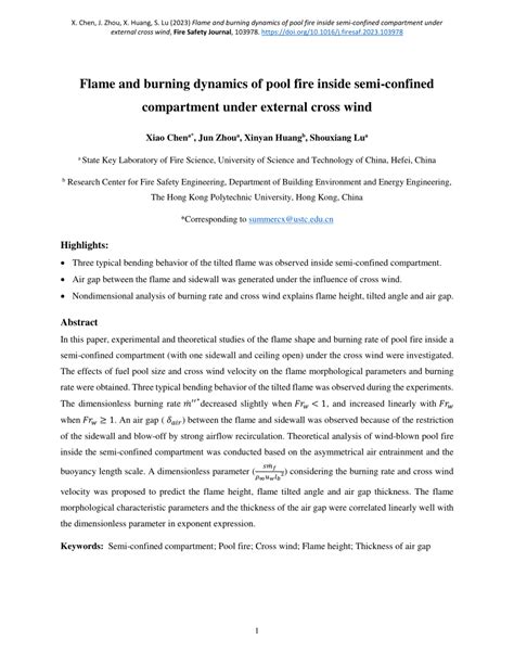 pdf flame and burning dynamics of pool fire inside semi confined