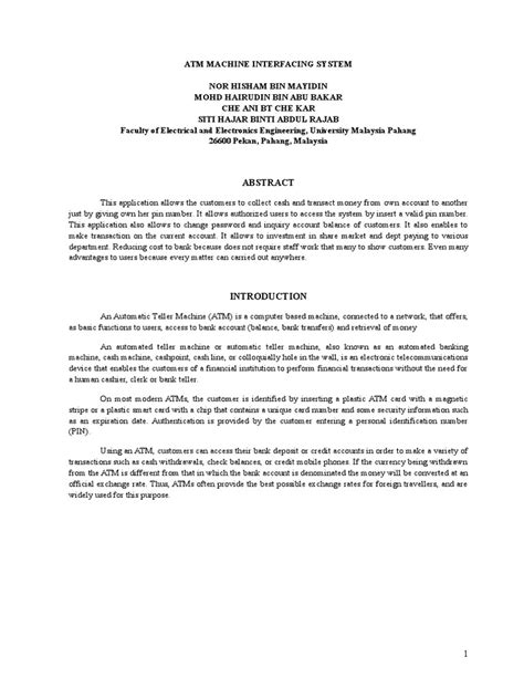 Report Atmmachine1 Pdf Automated Teller Machine C Programming Language