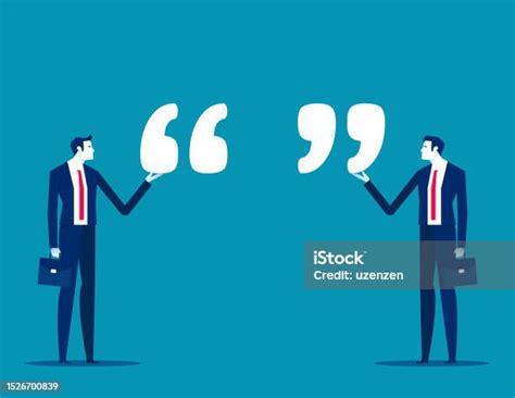 Orang Bisnis Berdiri Dengan Tanda Kutip Ilustrasi Vektor Kutipan Inspirasi Bisnis Ilustrasi Stok