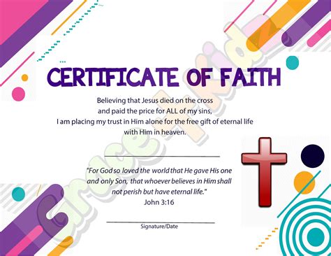 Faith Certificate 85 X 11 Etsy