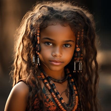 Premium Photo The Girls Eyes Are Turned Down As She Smiles