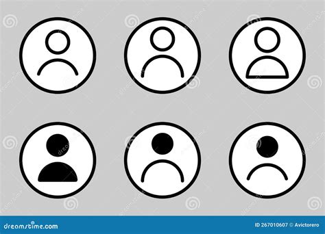 User Icon Set Avatar Profile Social Media User Circle Shape Style