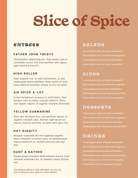 Menu Catering 17 Customizable Menu Template Shutterstock