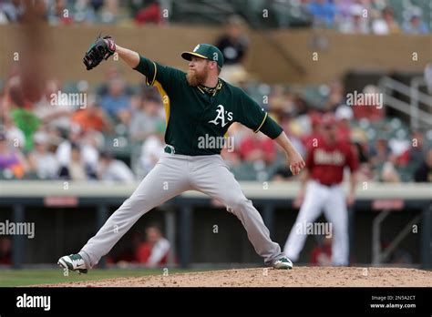 Oakland Athletics Relief Pitcher Sean Doolittle Pitches To An Arizona