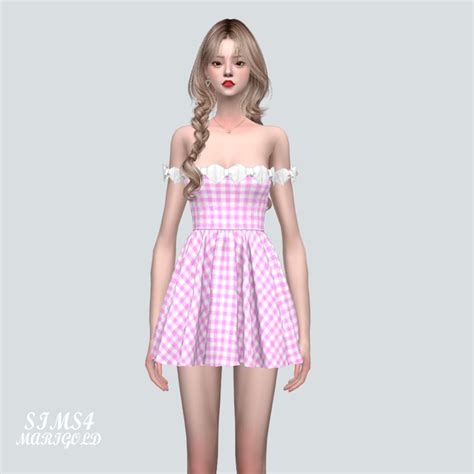 Платье 2 Ribbon Flare Mini Dres для Симс 4 Скачать мод