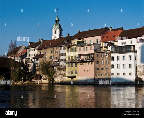 Aare Old Town River Houses Homes Canton Solothurn Steeple Olten