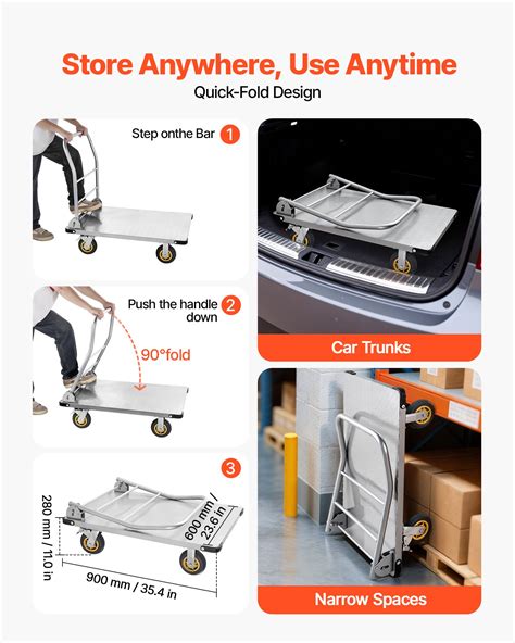 Vevor Platform Truck 90718 Kg Capacity Heavy Duty Steel Flatbed Cart