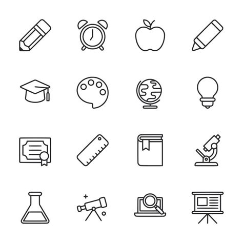 A Set Of Icons For School Supplies And Classroom Items 55735600 Vector Art At Vecteezy