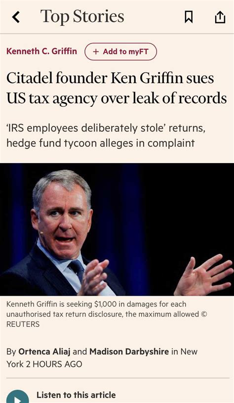 Here We Go Again Kenneth C Griffin Citadel And Their Tax Returns R Superstonk