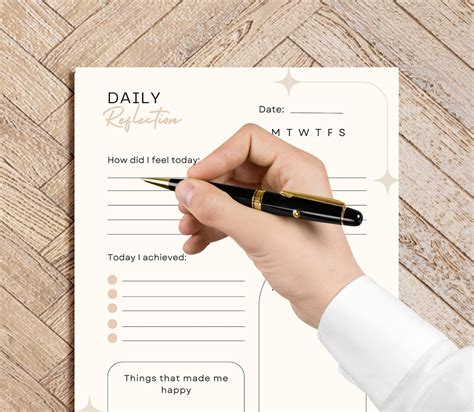 Daily Reflection Journal Printable Daily Reviews Printable Self