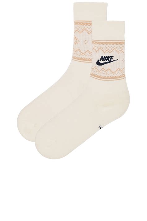 Nike U Nk Ess Crw 1pr 200 Fair Isle In Coconut Milk Armory Navy And Hemp