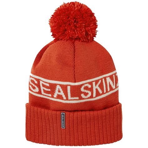 Sealskinz Heacham Waterproof Bobble Hat Orange Cream Free Uk Delivery