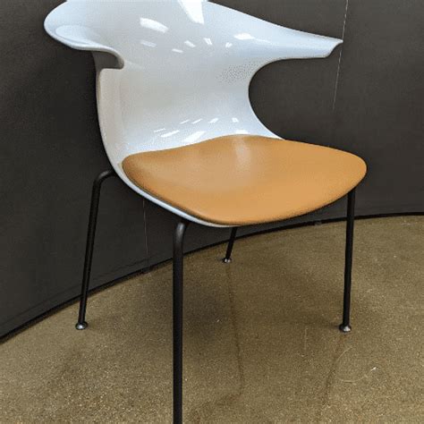 Used Jsi Wink Stack Chair W Arms Gloss White And Briza Aztec 453 52