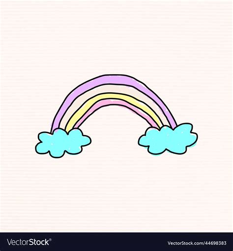 Pastel Rainbow Doodle Style On A Beige Background Vector Image