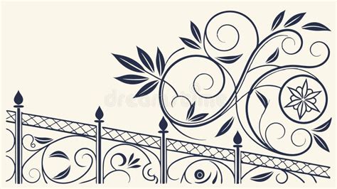 Ornate Fence Corner Design Element For Decorative Borders And Vintage