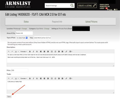 Armslist Armslist Tutorial My Listings