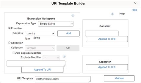 Using The Uri Template Builder