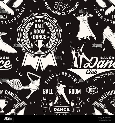 Set Of Ballroom Dance Sport Club Seamless Pattern Concept For Dancer Sport Pattern Background