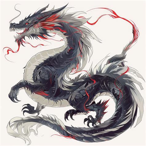 A Drawing Of A Dragon With Red And Black Colors Premium Ai Generated