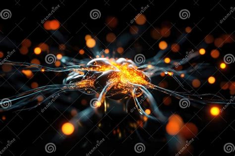 Glowing Neural Network Visualization With Vibrant Neural Connections And Synapses Stock