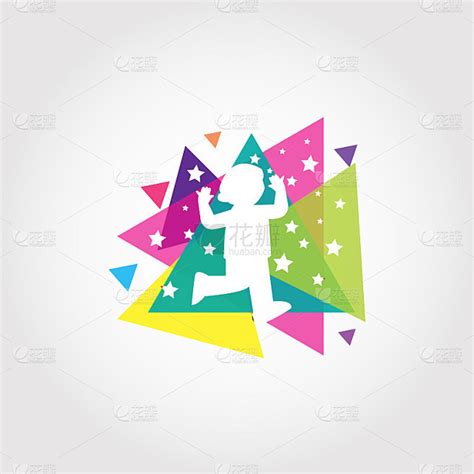 儿童矢量图标达到星星