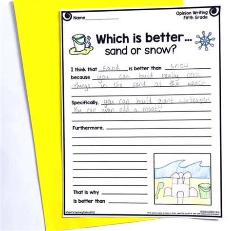 Fifth Grade Opinion Writing Prompts And Worksheets By Terrific Teaching