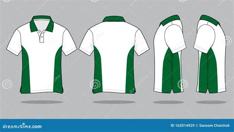 Set Polo Shirt Design Vector With White Green Colors Stock