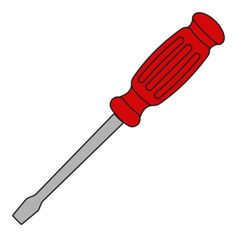 Icono Plano Ranurado Destornillador Vector Dibujos Animados Cómic