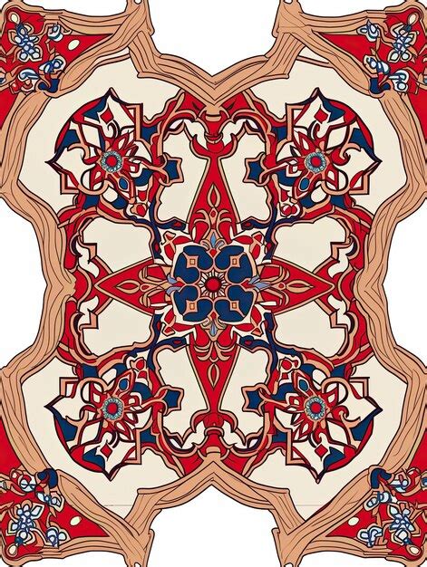 Illustration Classical Islamic Pattern Border In Red Premium Ai