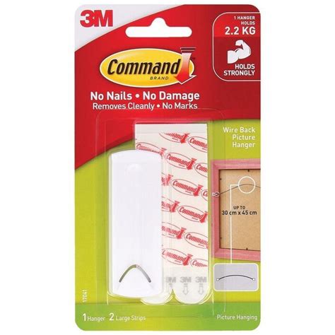 3m Command 17041 22kg Wire Back Hang Picture Hanging Frame Hook Wall